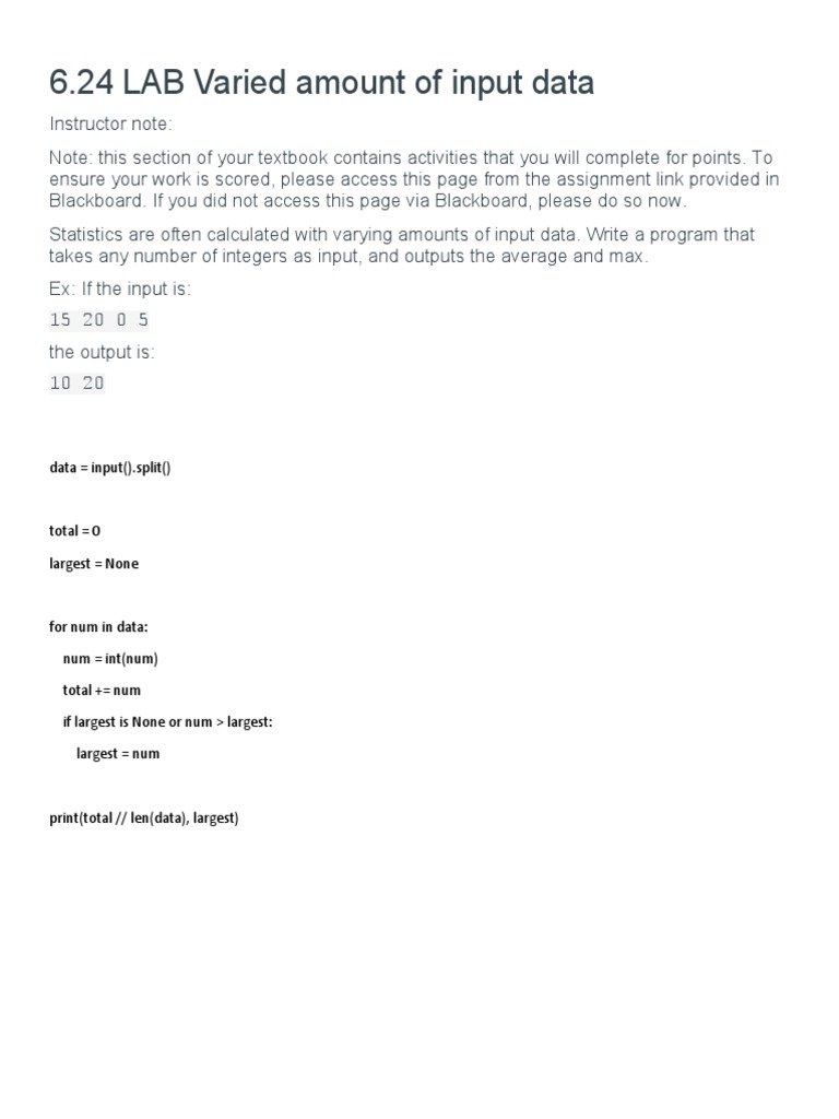 Programming Lab: Input Data Analysis | PDF | Teaching Methods & Materials