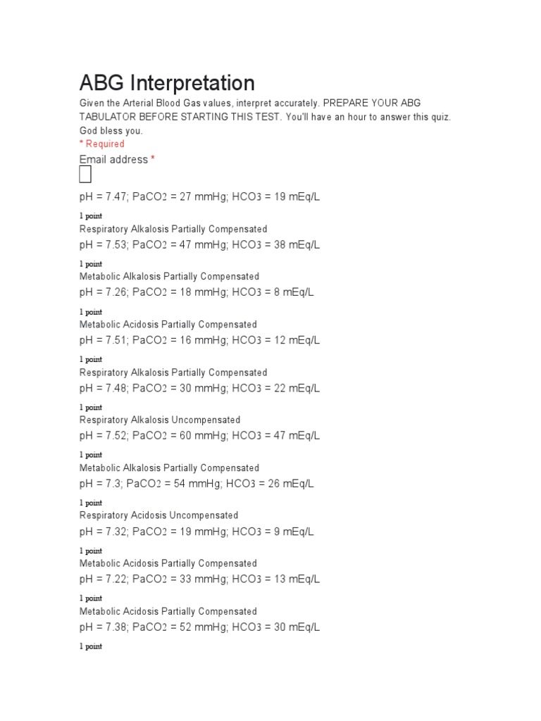 ABG Interpretation: Required | PDF | Metabolism | Metabolic Disorders
