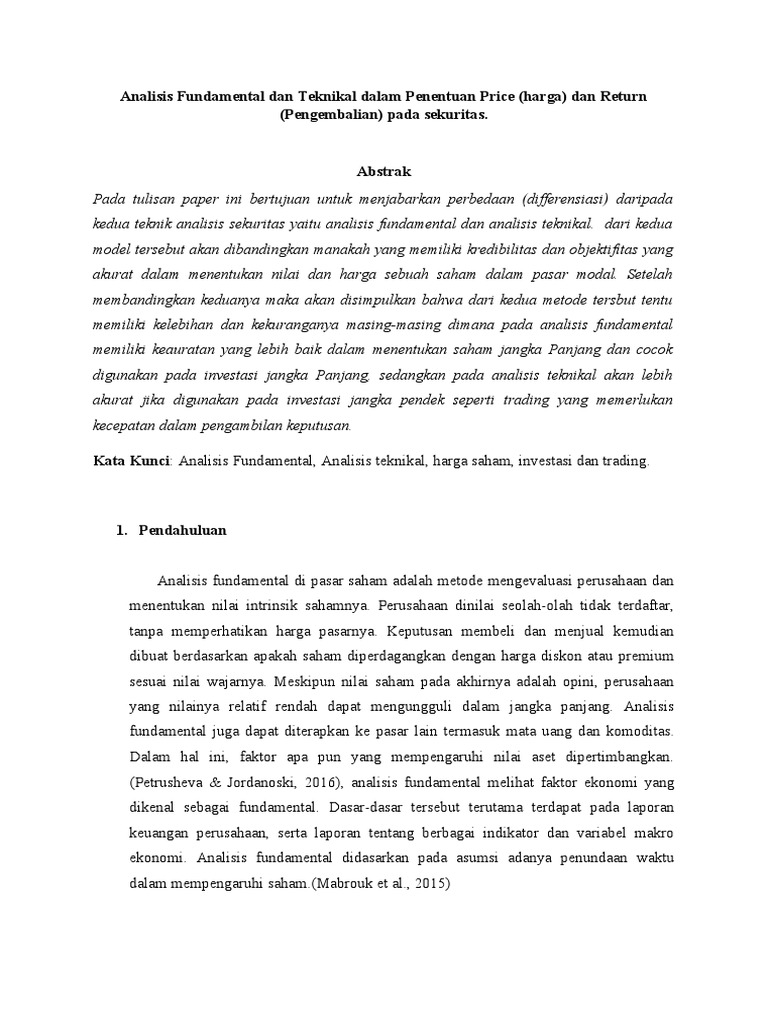 KELOMPOK1 PAPER Analisis Fundamental Dan Teknikal | PDF