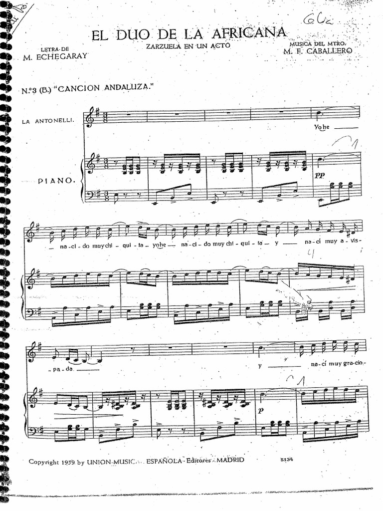 Caballero (El Dúo de La Africana) - Canción Andaluza | PDF