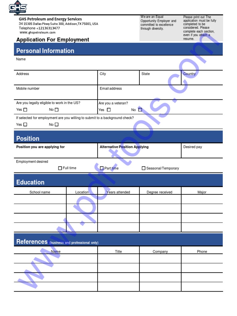 Job-Application-Form-GHS Petroleum (1) - Filled | PDF | Business | Labour