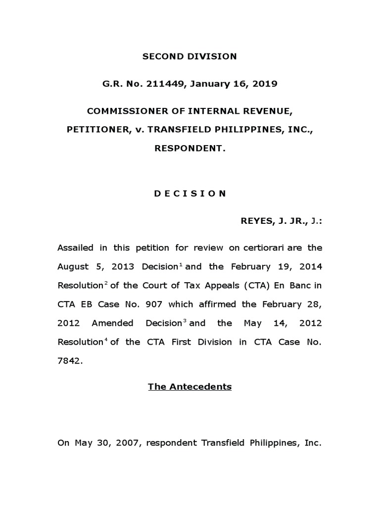 CIR vs. Transfield - Tax Amnesty - 2019 | PDF | Internal Revenue ...