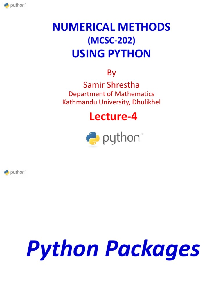 Numerical Methods Using Python: (MCSC-202) | Download Free PDF | Matrix (Mathematics ...