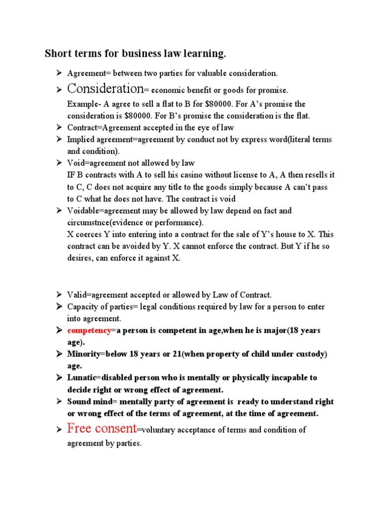 Business Law Legal Terminology. NOTE | Download Free PDF | Damages ...