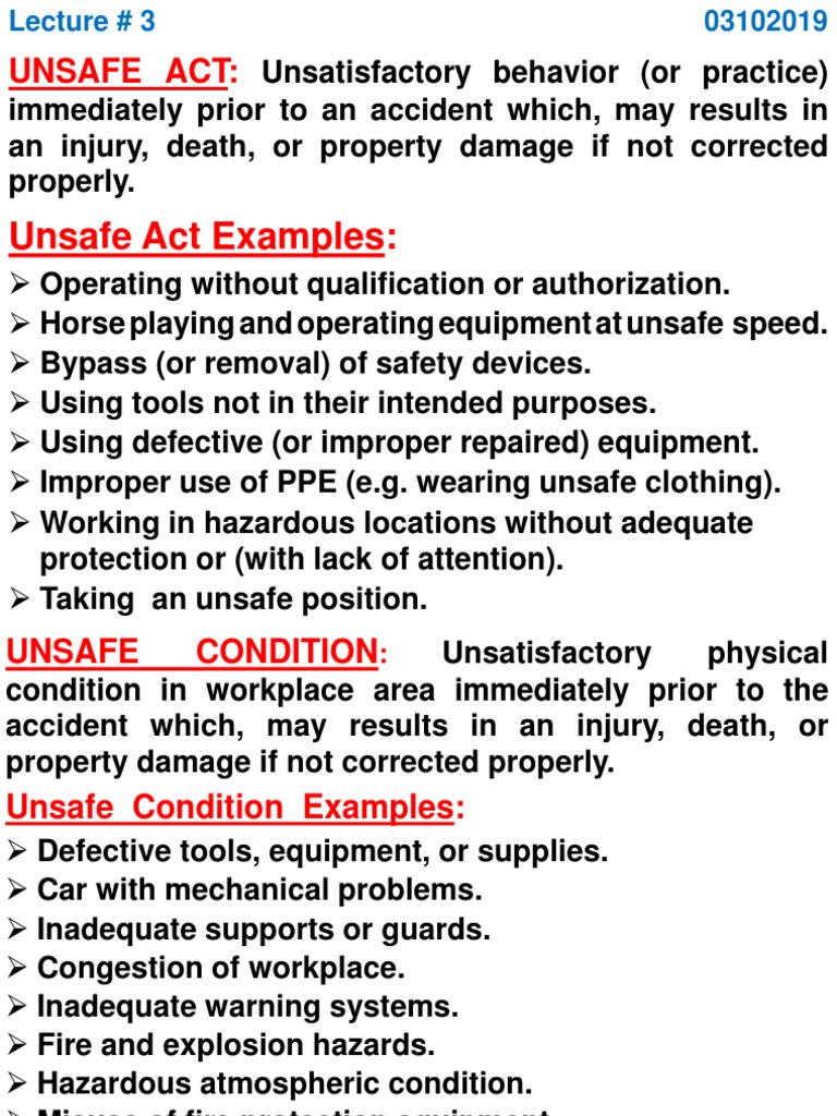 Unsafe Act Examples | PDF | Personal Protective Equipment ...
