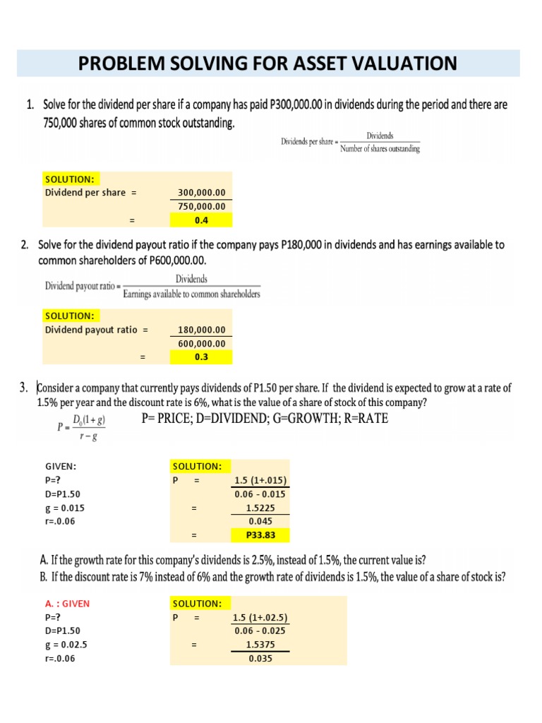 Solving Asset Valuation Problems Through Financial Modeling and Ratio ...