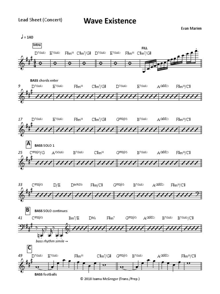 Wave Existence (Concert Lead Sheet) v3 | PDF | Elements Of Music ...