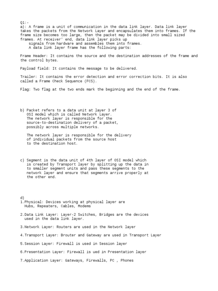 Data Communication and Networking Assignment | PDF | Osi Model ...