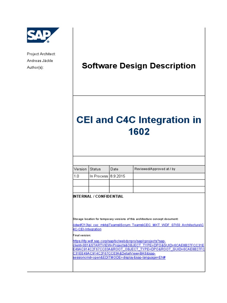 CEI and C4C Integration in 1602: Software Design Description | PDF | Replication (Computing ...