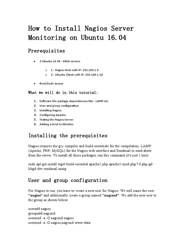 How To Install Nagios Server Monitoring and NAgVis On Ubuntu | PDF | Sudo | Linux Distribution