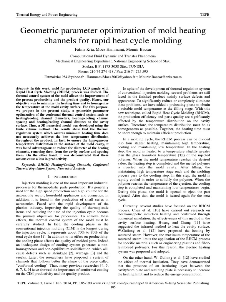 Geometric Parameter Optimization of Mold Heating Channels For Rapid ...