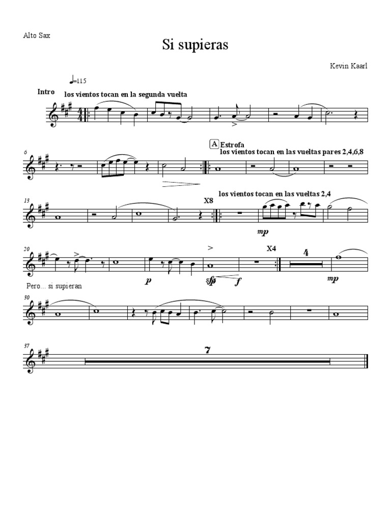 Si Supieras - Kevin Kaaarl - Alto Sax | PDF