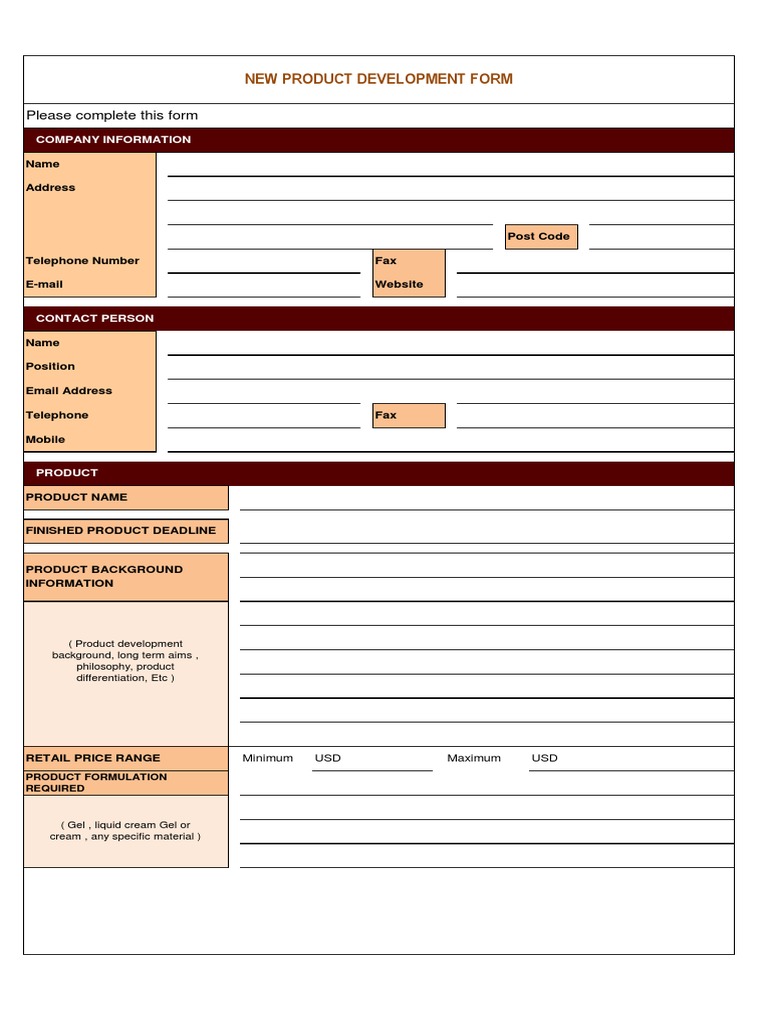 New Product Development Form: Please Complete This Form | PDF ...