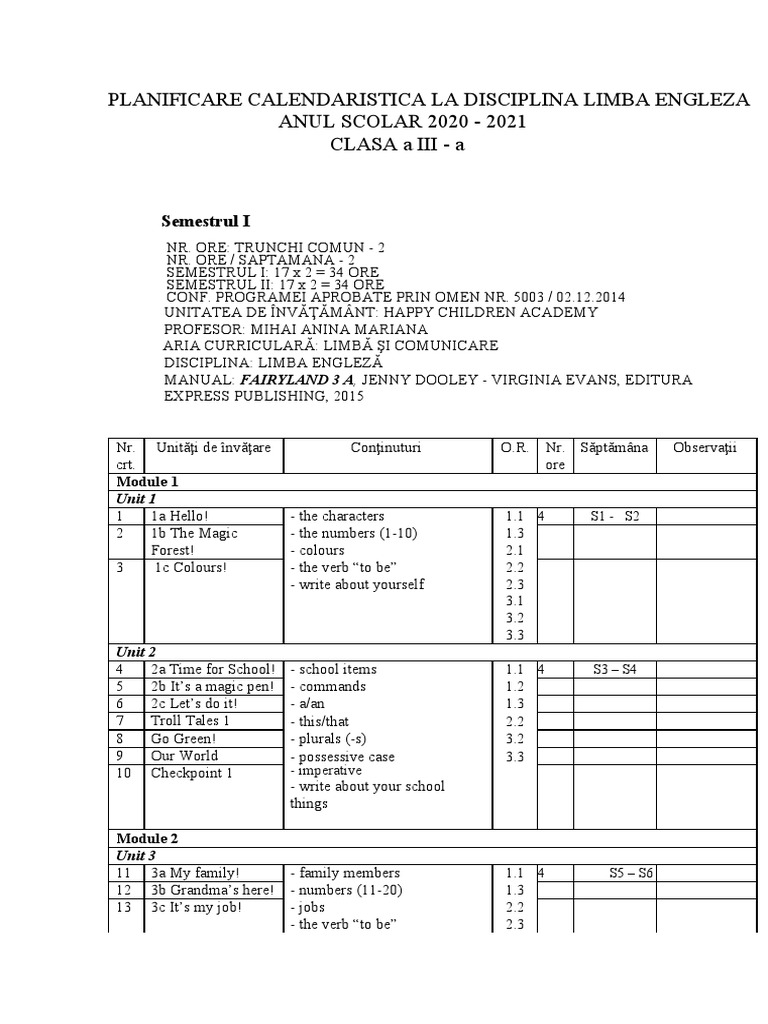 Calendar English Plan 2020-2021 | PDF | Home & Garden