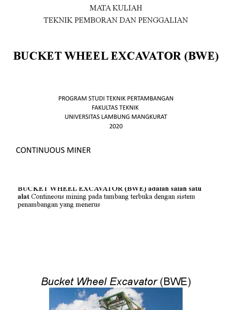 5, Bucket Wheel Excavator (Bwe) | PDF