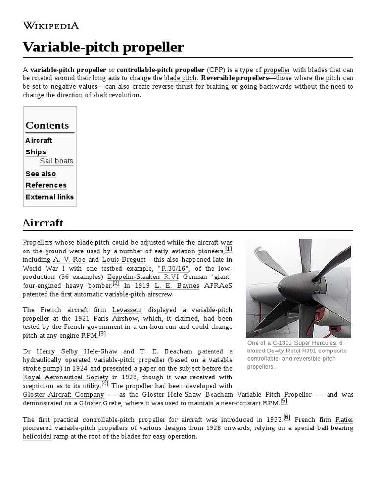 Variable-Pitch Propeller | PDF | Aerospace Engineering | Aircraft