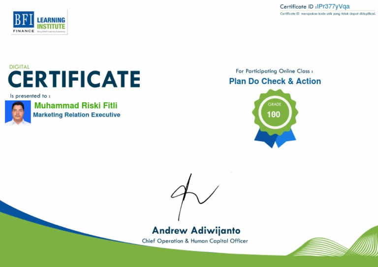 E-Certificate PDCA | PDF