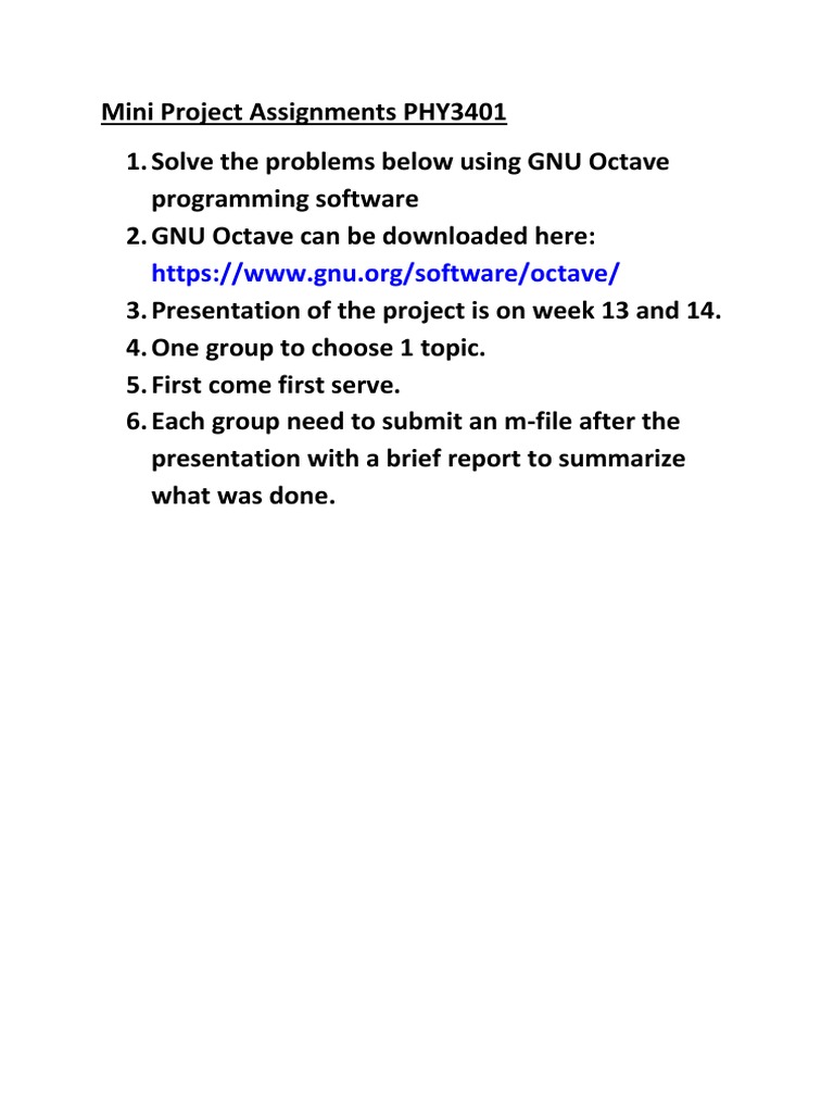 UPM PHY3401 Mini Project Assignment Info and Questions | PDF ...