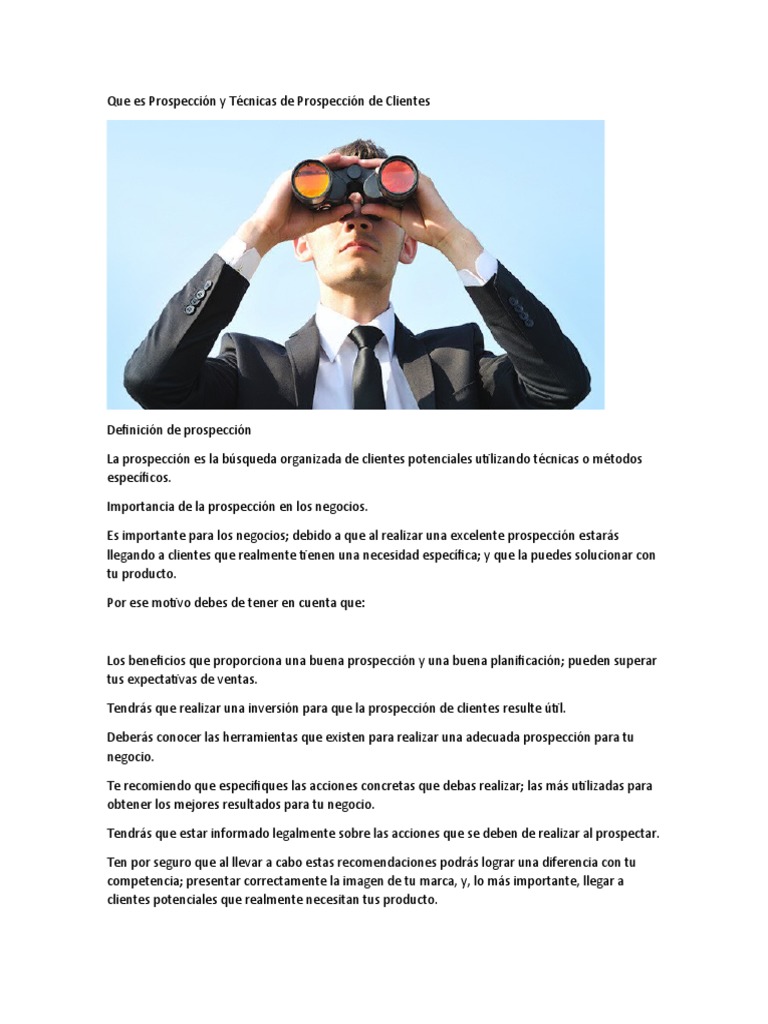 Que Es Prospección y Técnicas de Prospección de Clientes | PDF ...