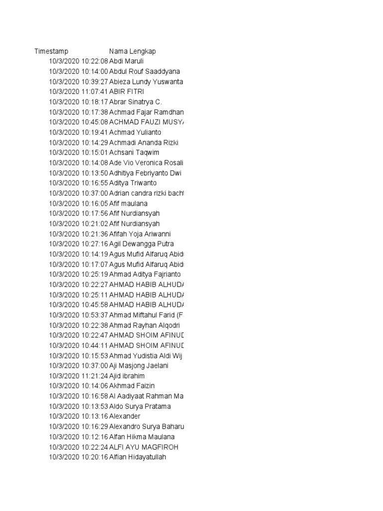 Absensi Batch 1 (Respons) | PDF