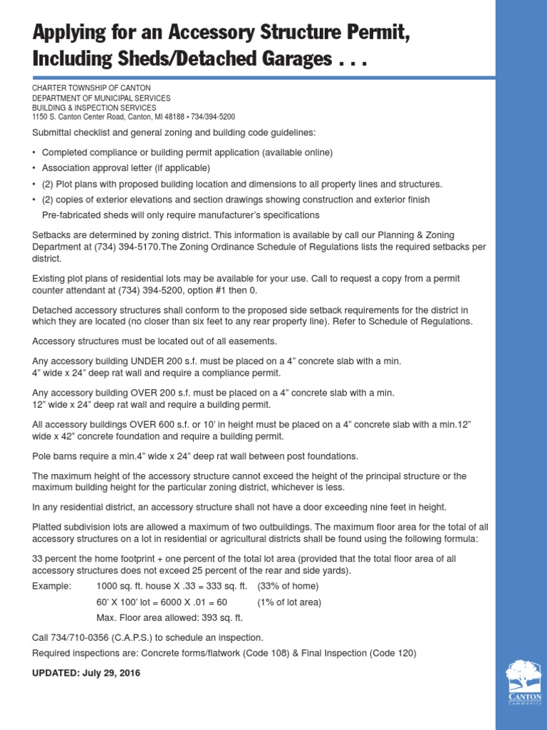 Applying For An Accessory Structure Permit | PDF | Covenant (Law) | Zoning