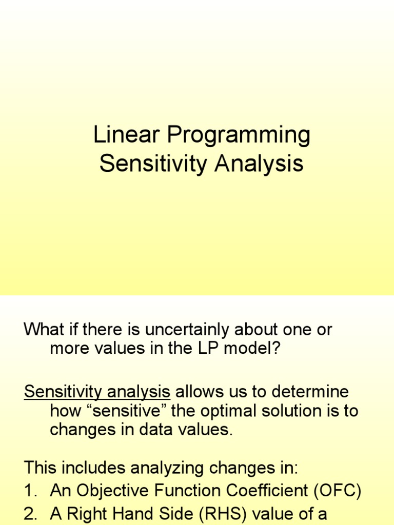 Linear Programming Sensitivity Analysis | PDF | Mathematical ...