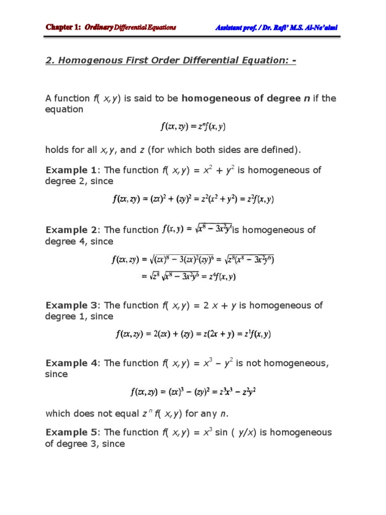 3 - Homo First Order - 5 Pgs | PDF | Ordinary Differential Equation ...