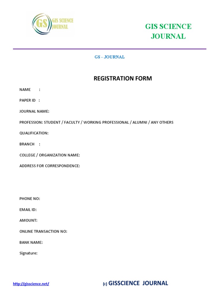 Gis Science Journal: Registration Form | PDF