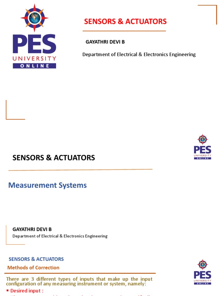 UE18EE325 - Unit1 - Class3 - Methods of Correction | PDF | Sensor | Actuator
