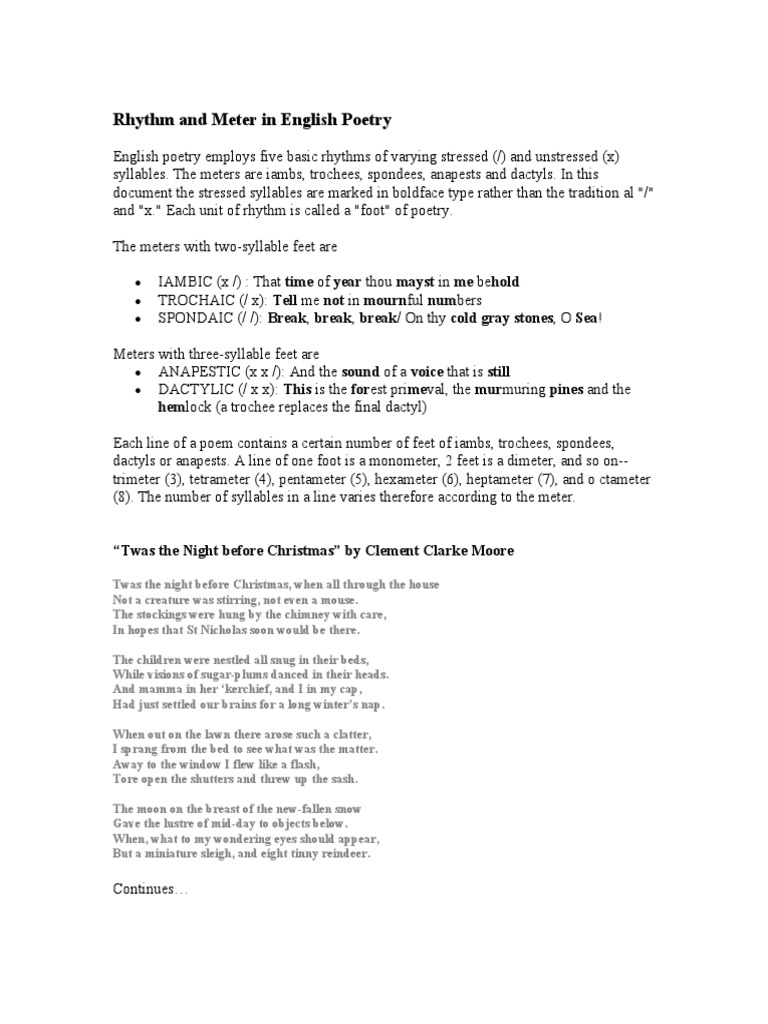 Rhythm and Meter in English Poetry: Hemlock (A Trochee Replaces The ...