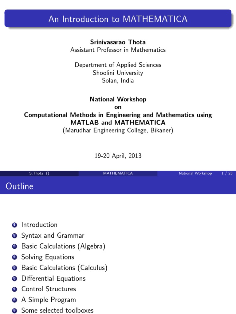 An Introduction To MATHEMATICA PDF | PDF | Eigenvalues And Eigenvectors | Ordinary Differential ...