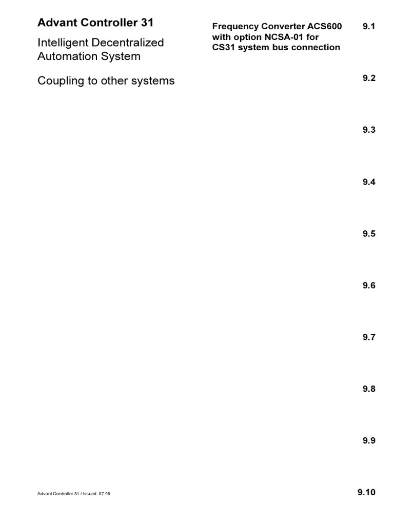 Advant Controller 31 Intelligent Decentralized Automation System Coupling To Other Systems | PDF ...