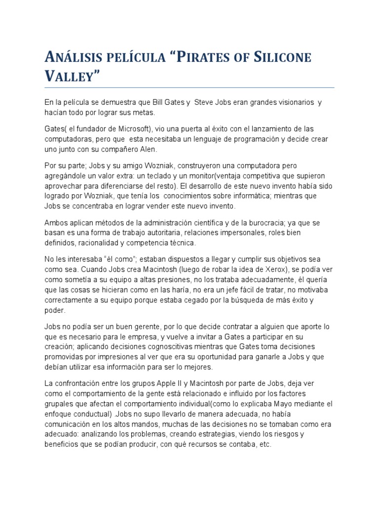 Lecciones de gestión en "Pirates of Silicon Valley" | PDF | Apple Inc ...