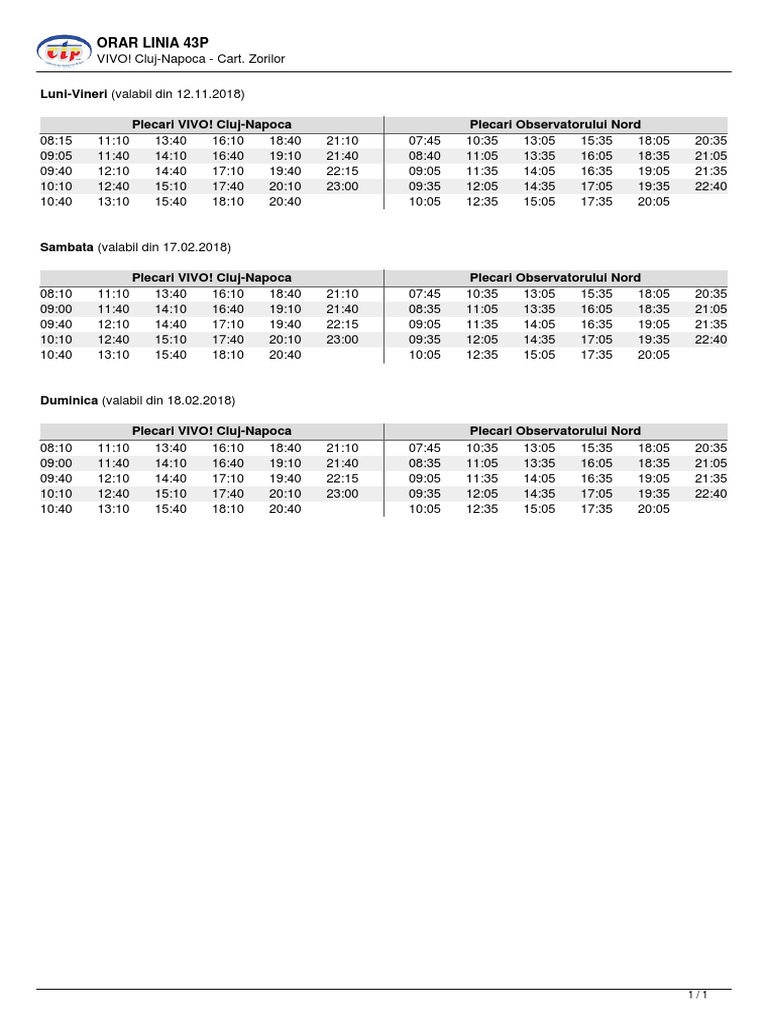 Orar 43P | PDF | Home & Garden