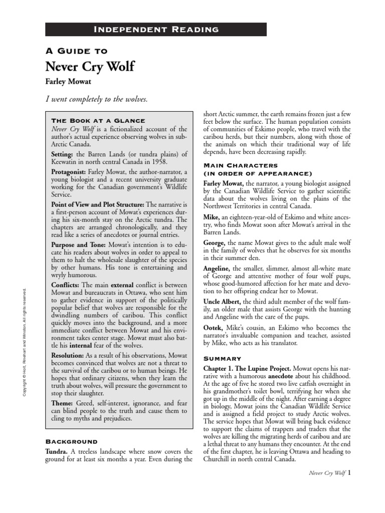 Never Cry Wolf: A Guide To | PDF