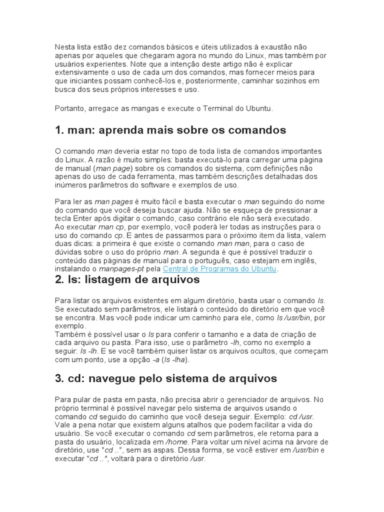 Lista de Comandos Linux | PDF | Linux | Arquivo de texto