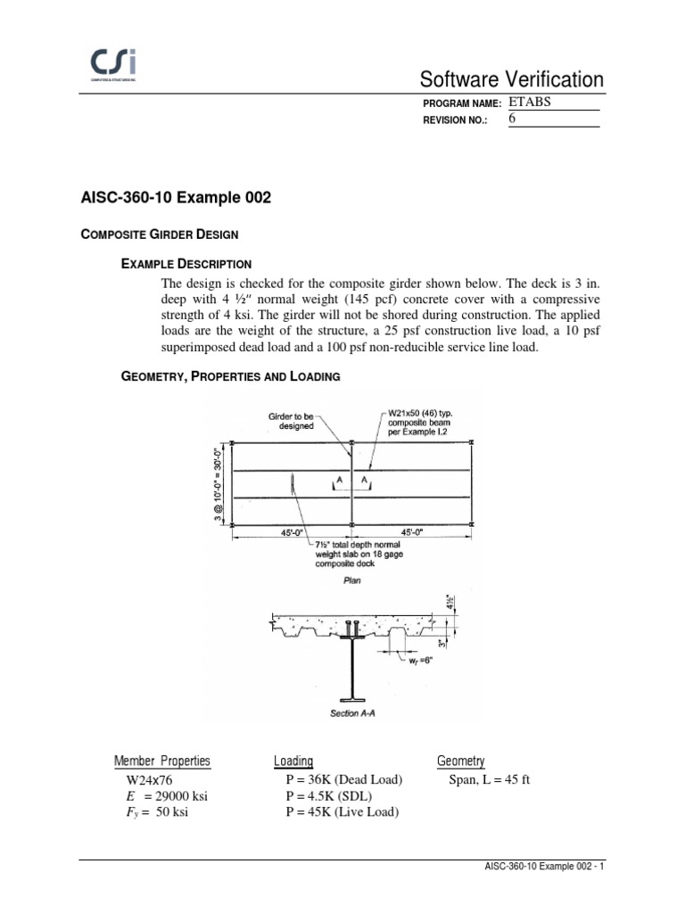 Software Verification: AISC-360-10 Example 002 | PDF | Bending | Beam ...
