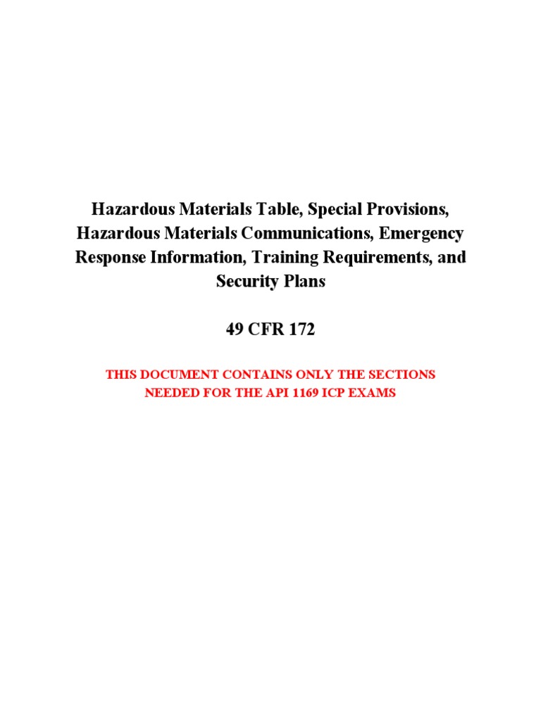 1169 - USA - 49 CFR 172 - Eff 04 2017 PDF | Download Free PDF ...