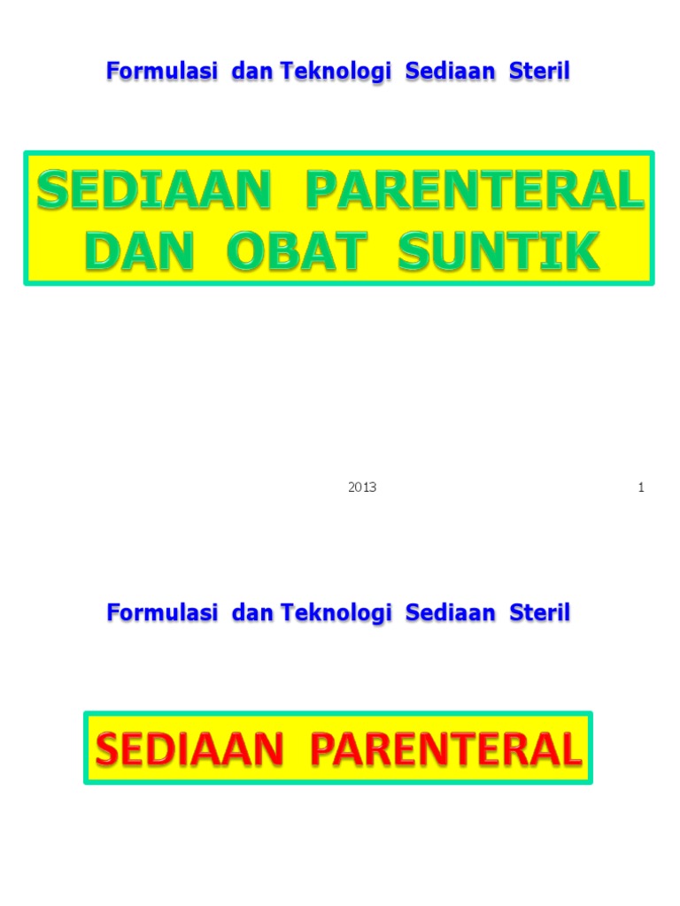 Formulasi Sediaan Parenteral | PDF | Kesehatan Holistik