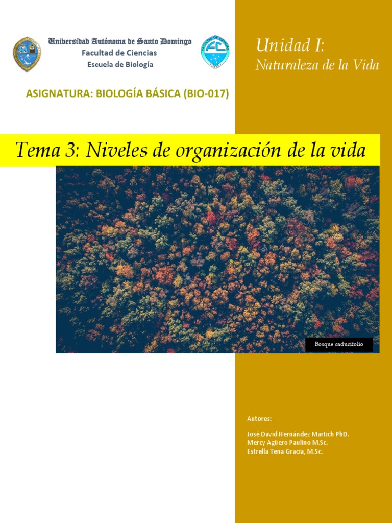 BIO-017. Unidad 1. Tema 3 - Niveles de Organizacion de Los Seres Vivos ...