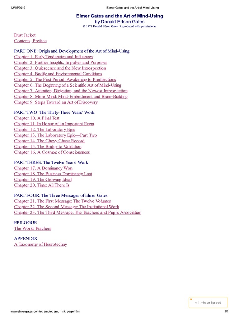 Elmer R Gates and The Art of Mind-Using | PDF | Mind | Psychology