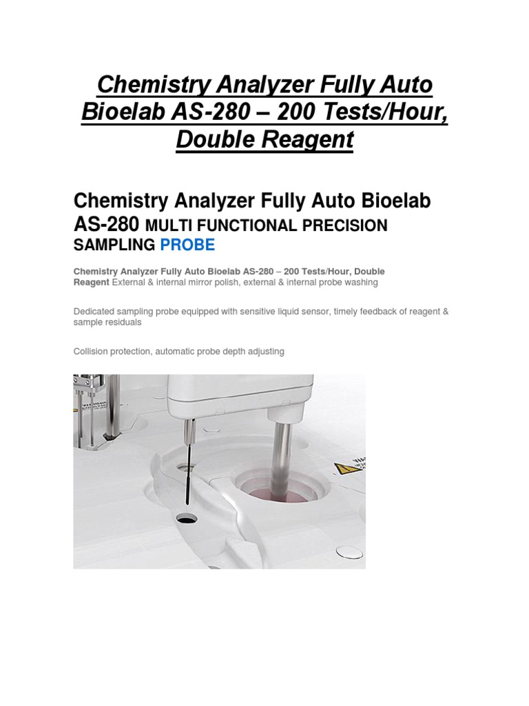 Bioelab AS-280 Chemistry Analyzer | PDF