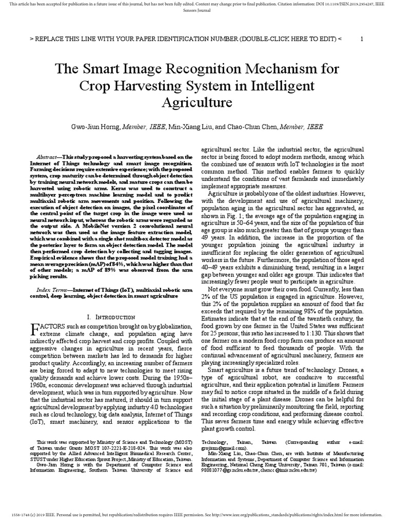 The Smart Image Recognition Mechanism For Crop Harvesting System in ...