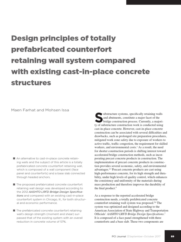 Design Principles of Totally Prefabricated Counterfort Retaining Wall ...