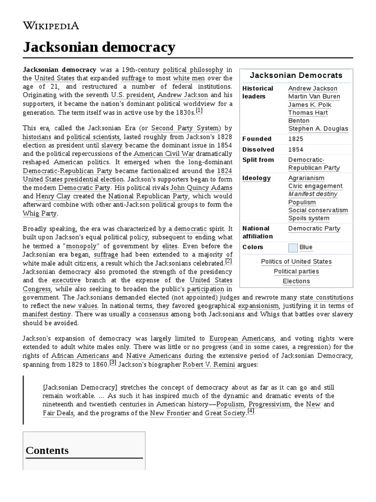 Jacksonian Democracy | PDF | Public Sphere | Politics Of The United States