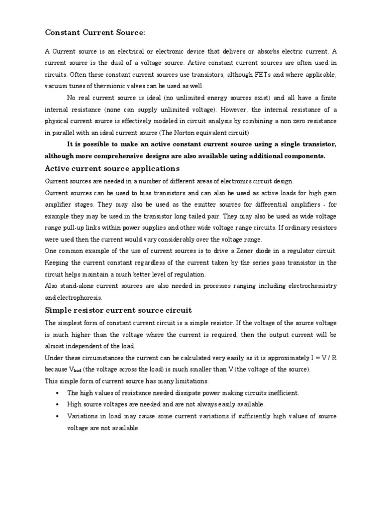 Design Of Constant Current Source Pdf Pdf Bipolar Junction Transistor Diode