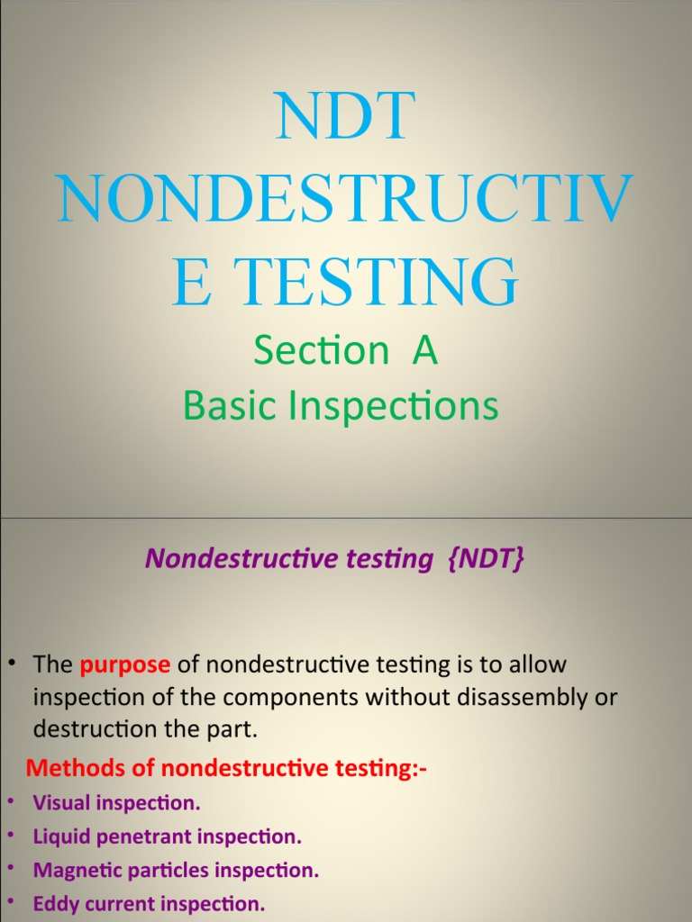 NDT Nondestructiv E Testing: Section A Basic Inspections | Download ...