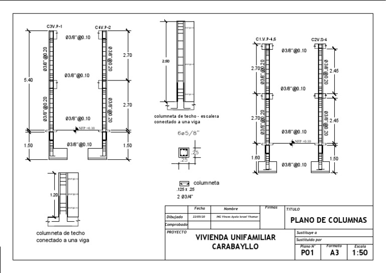 Detalle de Columnetas en Planos | PDF