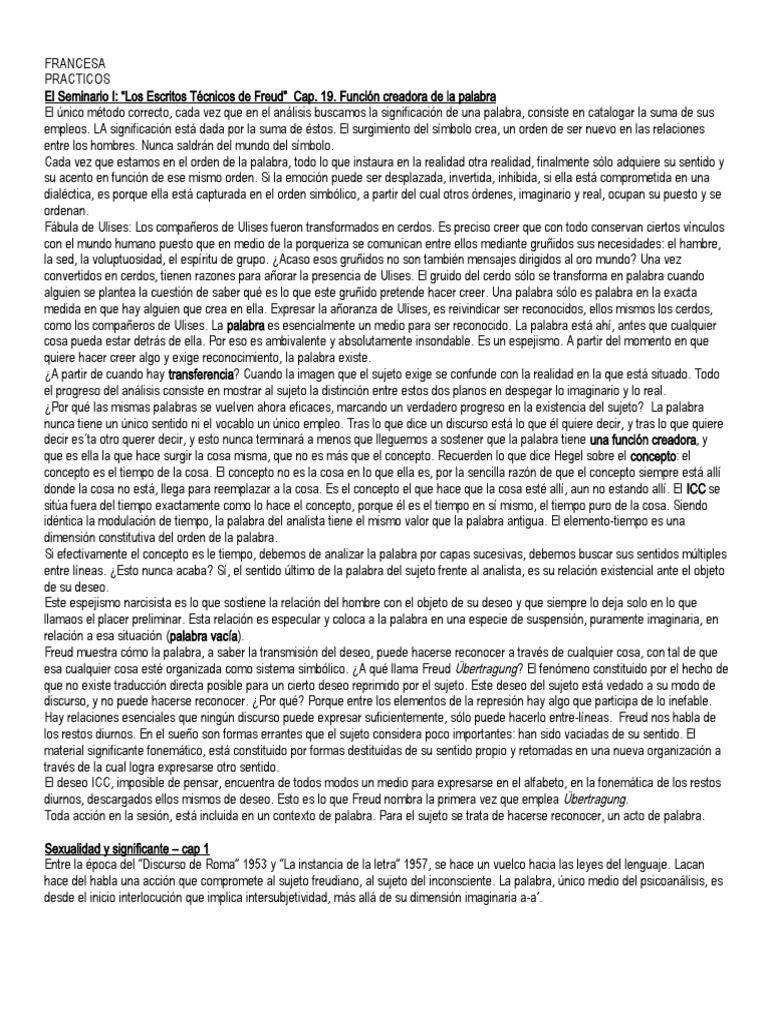 Resumen Mio | PDF | Jacques Lacan | Verdad