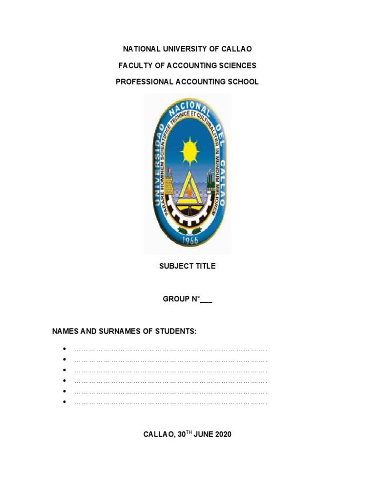 National University of Callao Faculty of Accounting Sciences ...